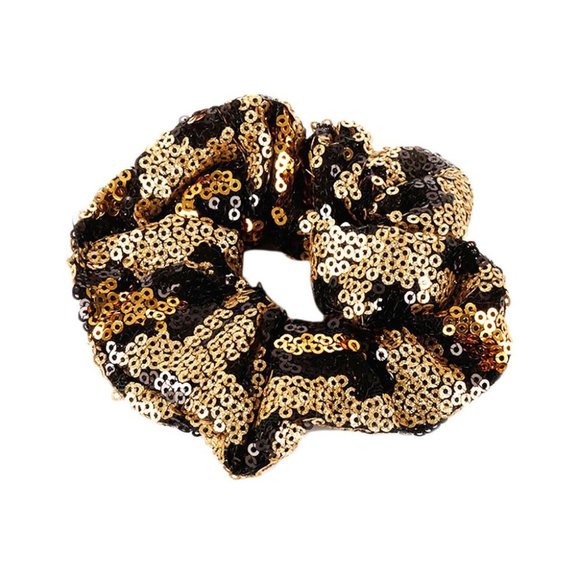 Accessories | Tigerstars Glittering Gold Black Animal Print Sequin Hair ...